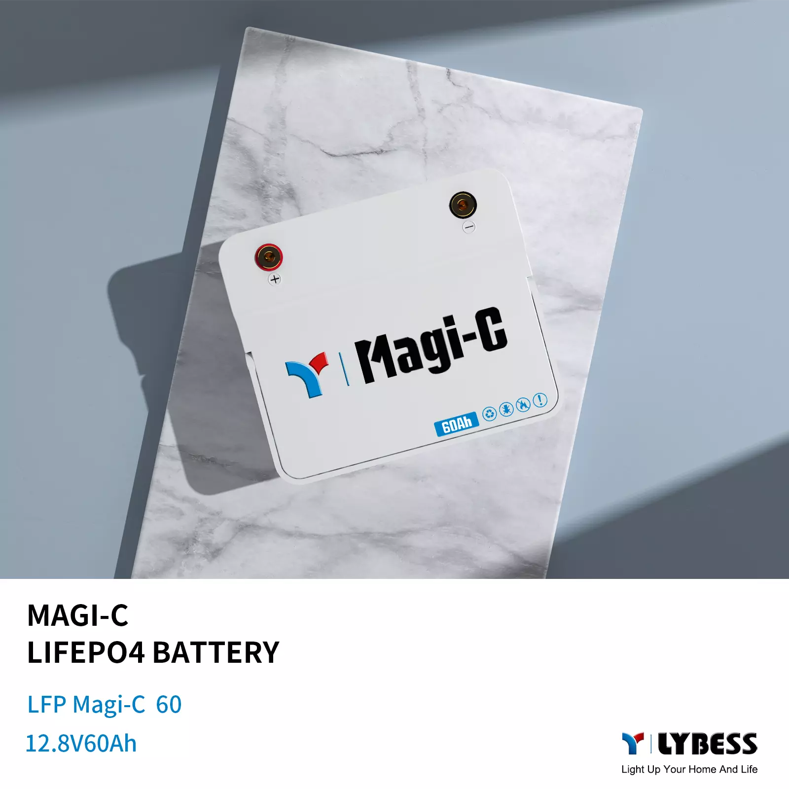 12V 60Ah LiFePO4 Battery - LYBESS