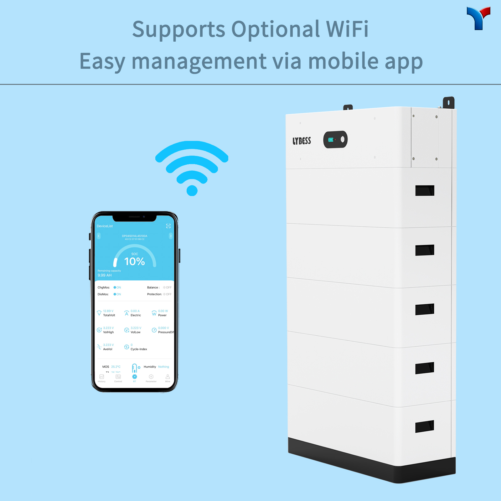 240V52Ah 12.5KWh High Voltage Stackable Battery - LYBESS